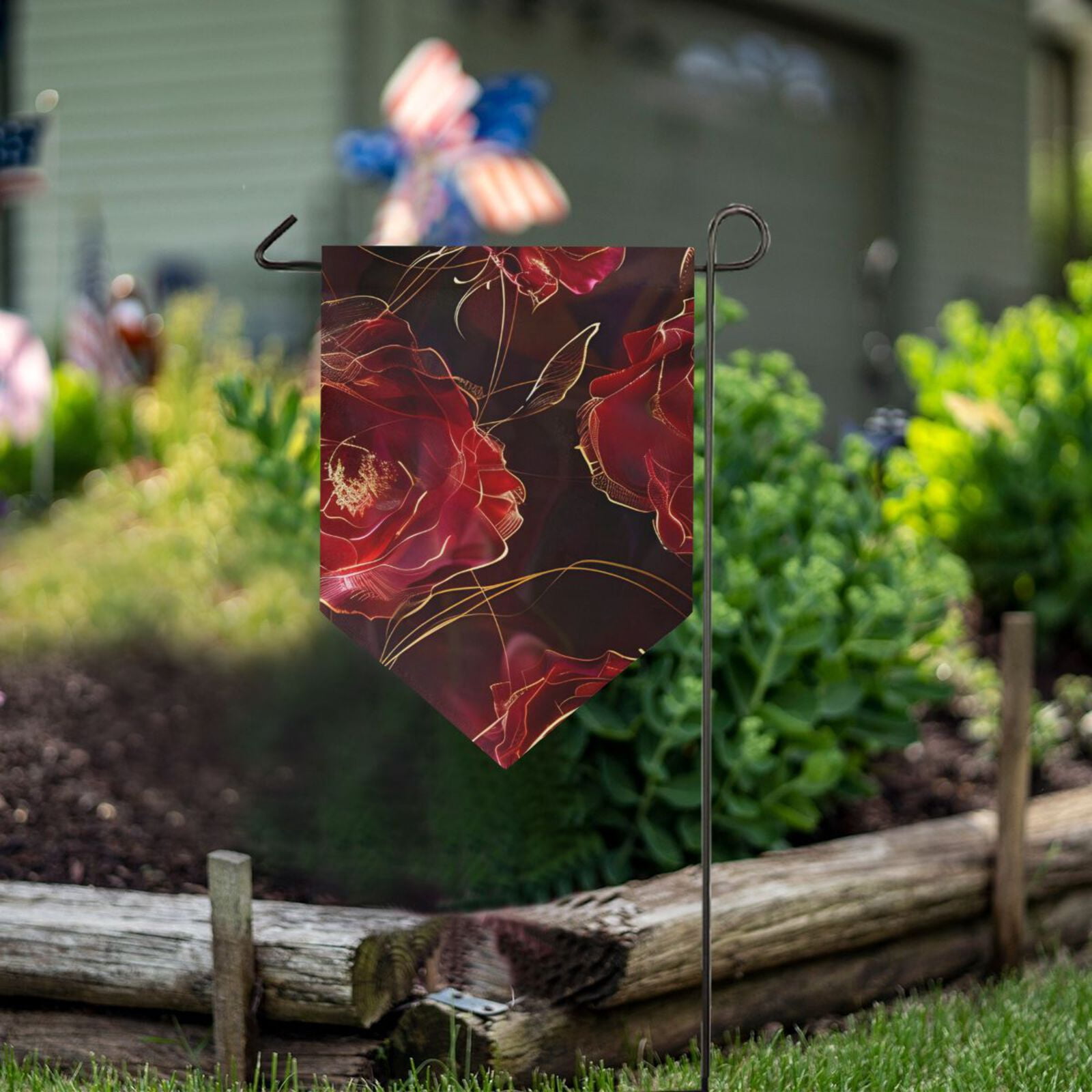 Red Roses Garden Flag 18" x 12.5" Double Sided Yard Lawn Outdoor Decor ...
