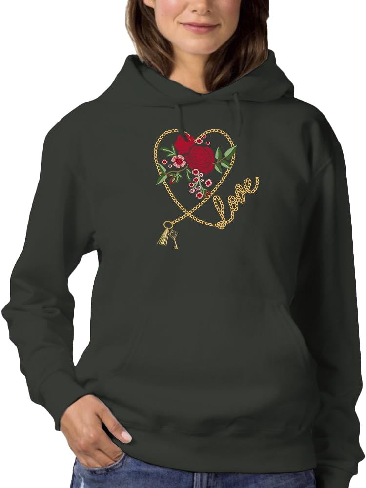 Red Roses Golden Chain Hoodie Women -Image by Shutterstock, Female ...