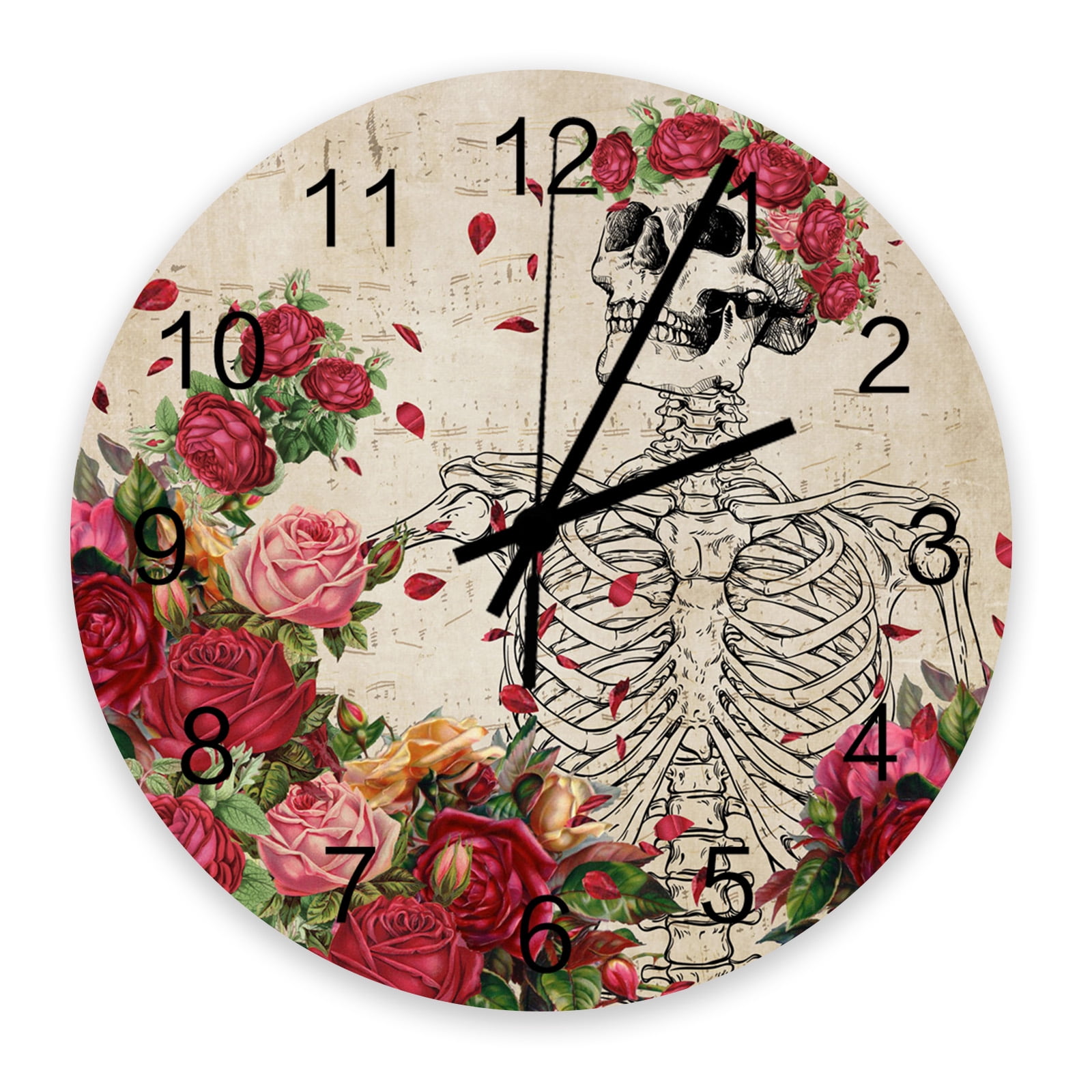Red Roses On Dead Branches Wall Clocks Silent Home Cafe Office Wall Decor Clocks for Kitchen ...