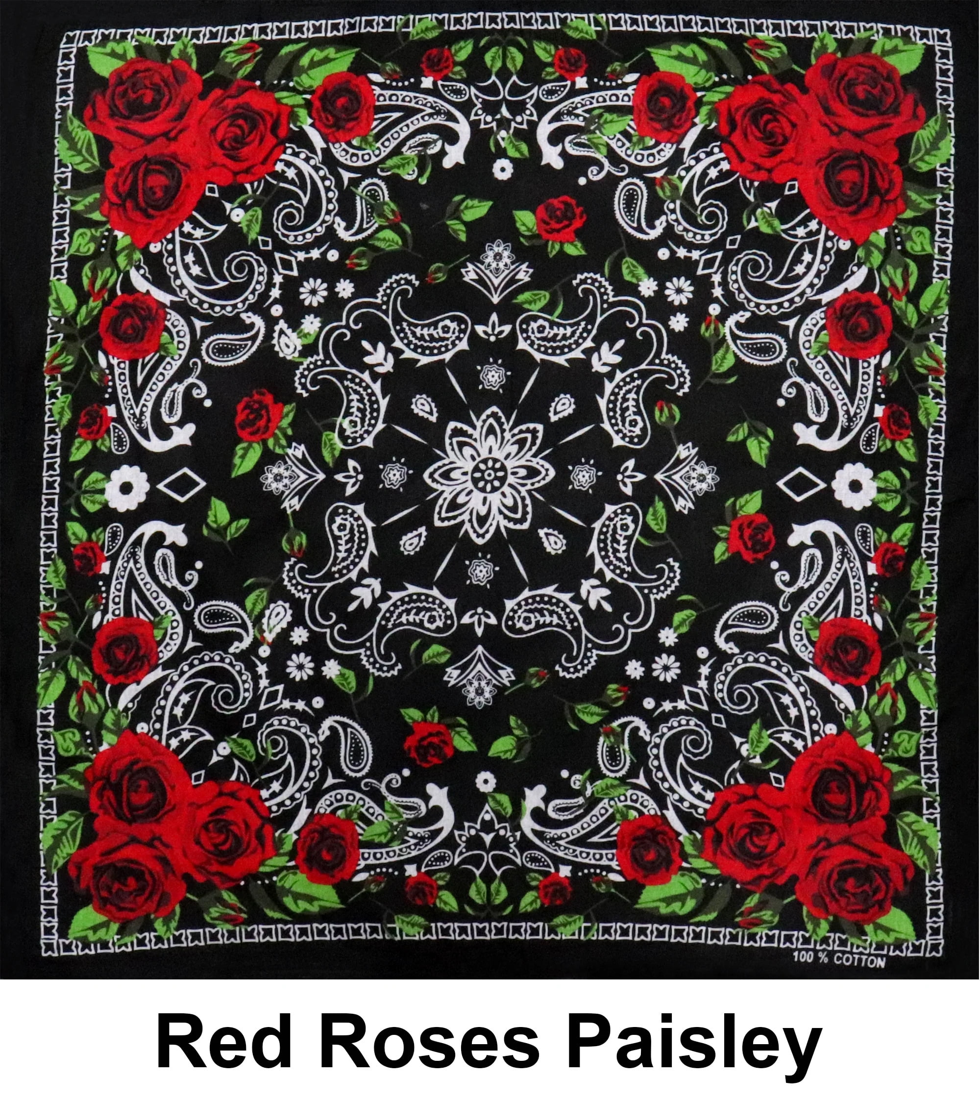 Red Roses Paisley Designs Cotton Bandana (22 inches x 22 inches ...
