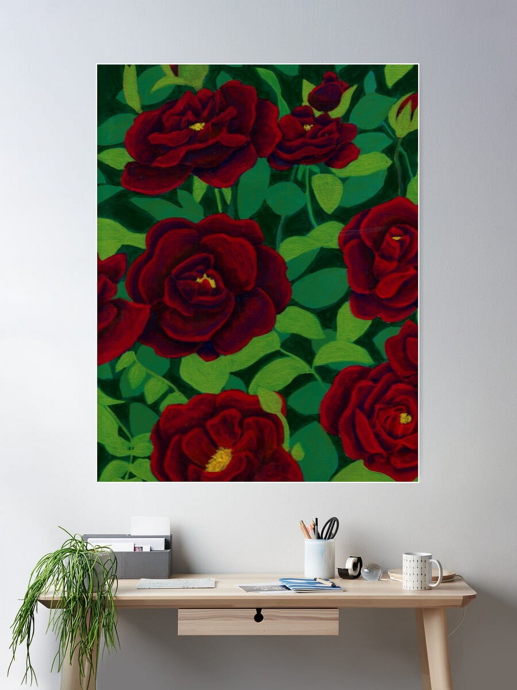 Red Roses Poster Wall Art, Modern Wall Decor For Living Room Bedroom ...