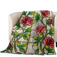 Red Roses Quilted Comforters Cooling Blanket Queen Size, Vines Lines ...