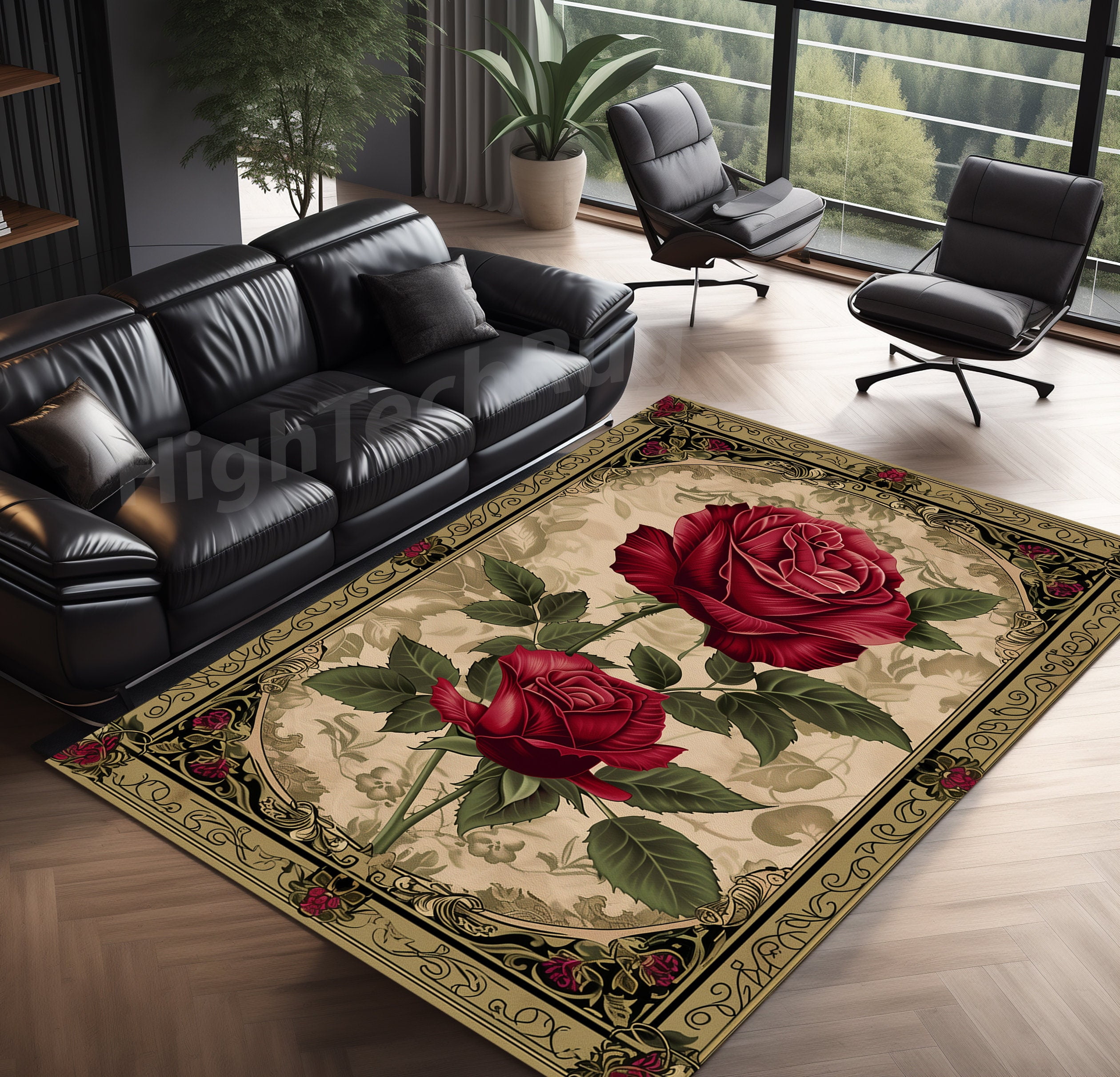 Red Roses Rug 1.5x2.5 ft = 50x75 cm Washable Rug - Walmart.com