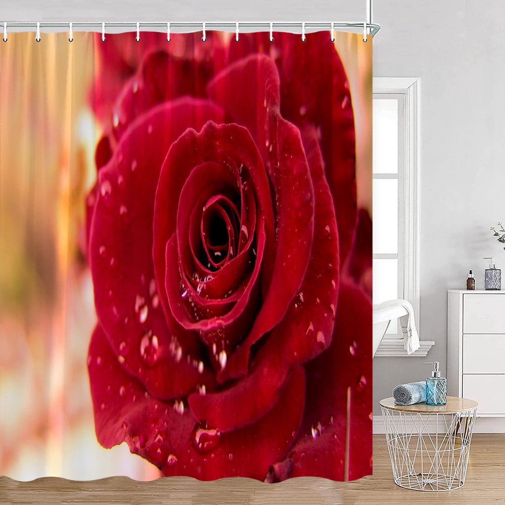 Red Roses Shower Curtain Romantic Flower Plant Love Floral Romance ...