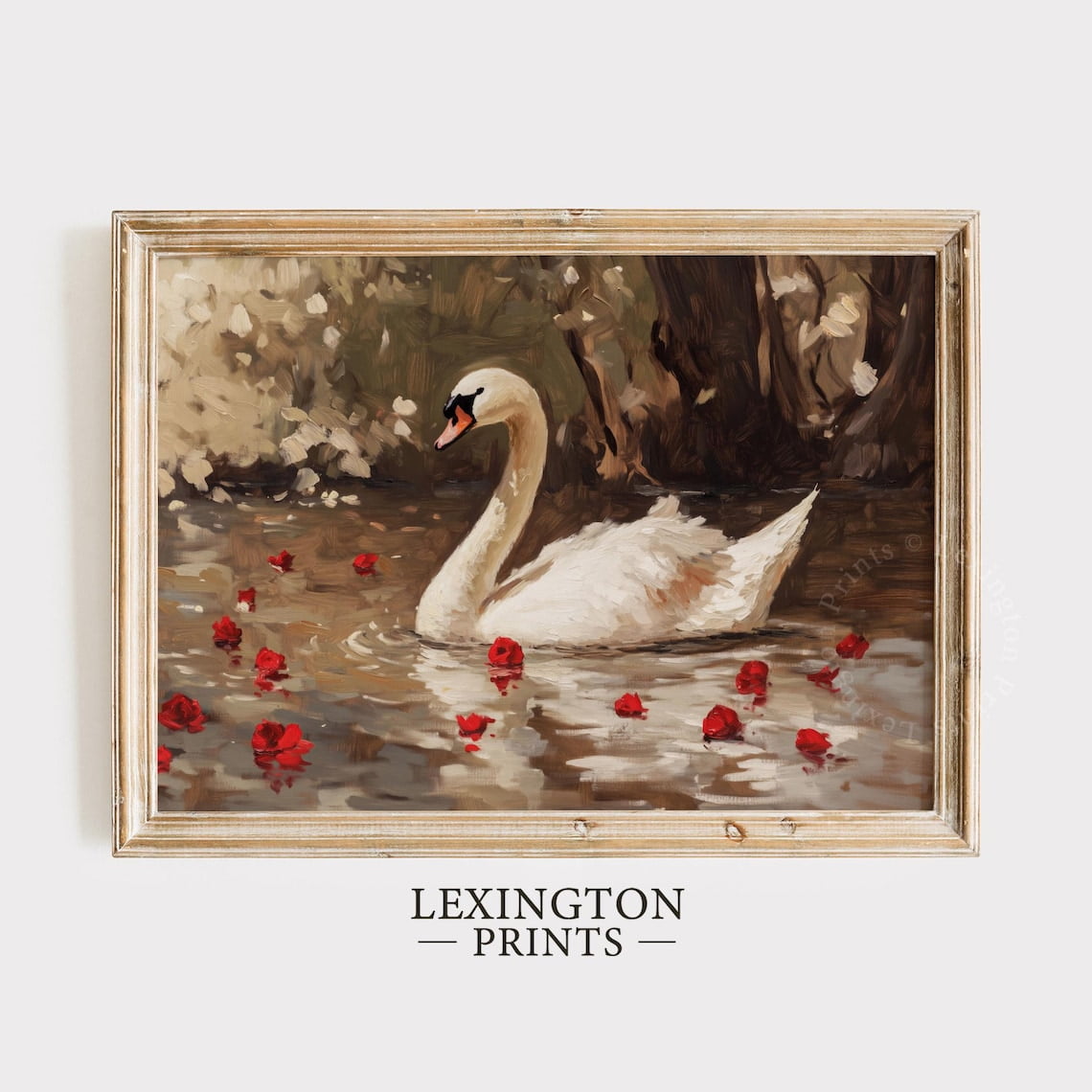 Red Roses Swan Print, Spring Wall Art, Moody Spring Decor Farmhouse ...
