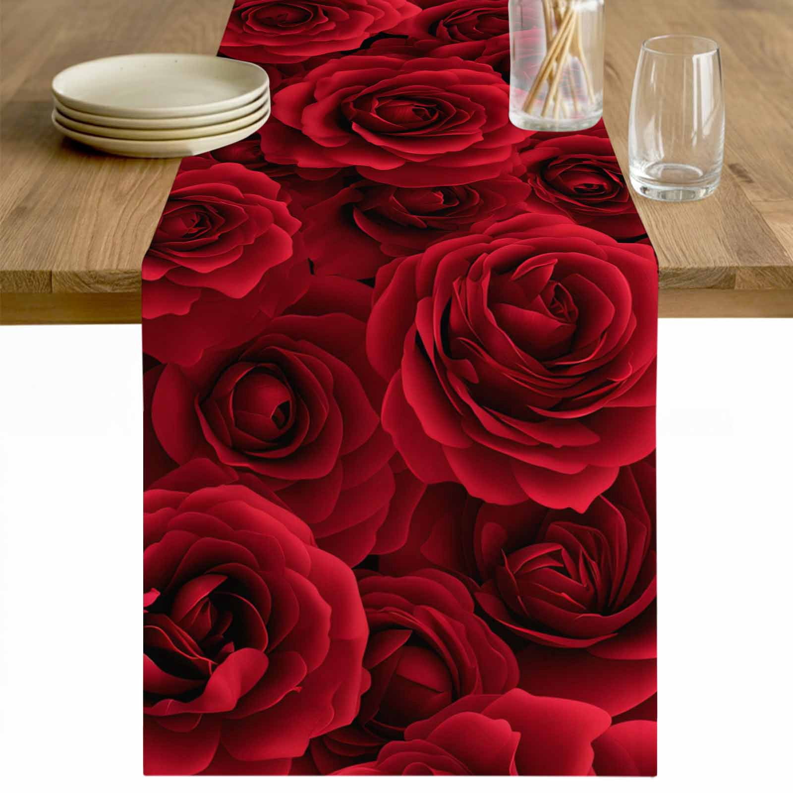 Red Roses Table Runner 70 Inches Long Farmhouse Dress Scarves ...