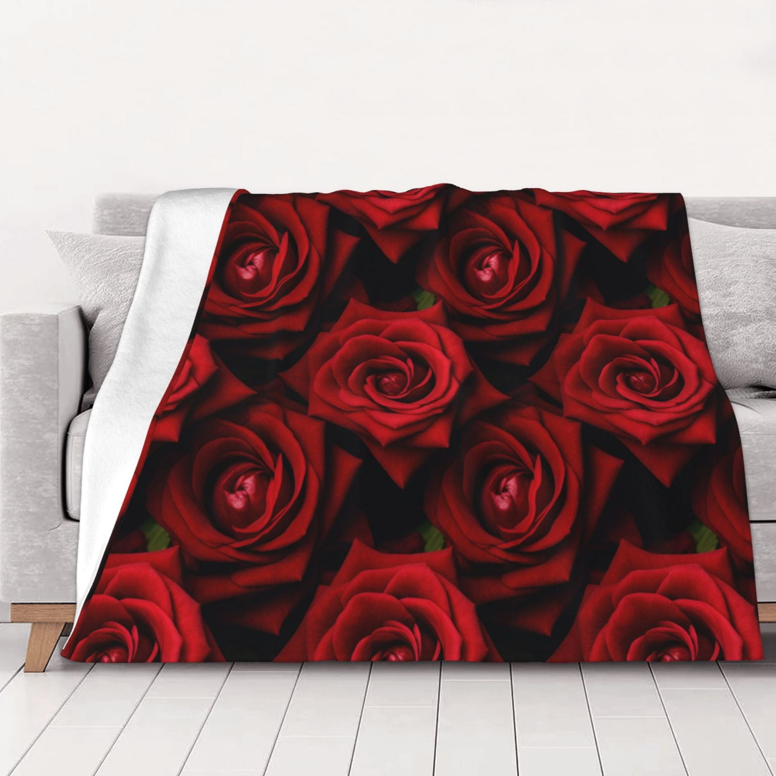 Red Roses Throws Blanket Fleece Soft Cozy Warm Plush for Travel Chair ...