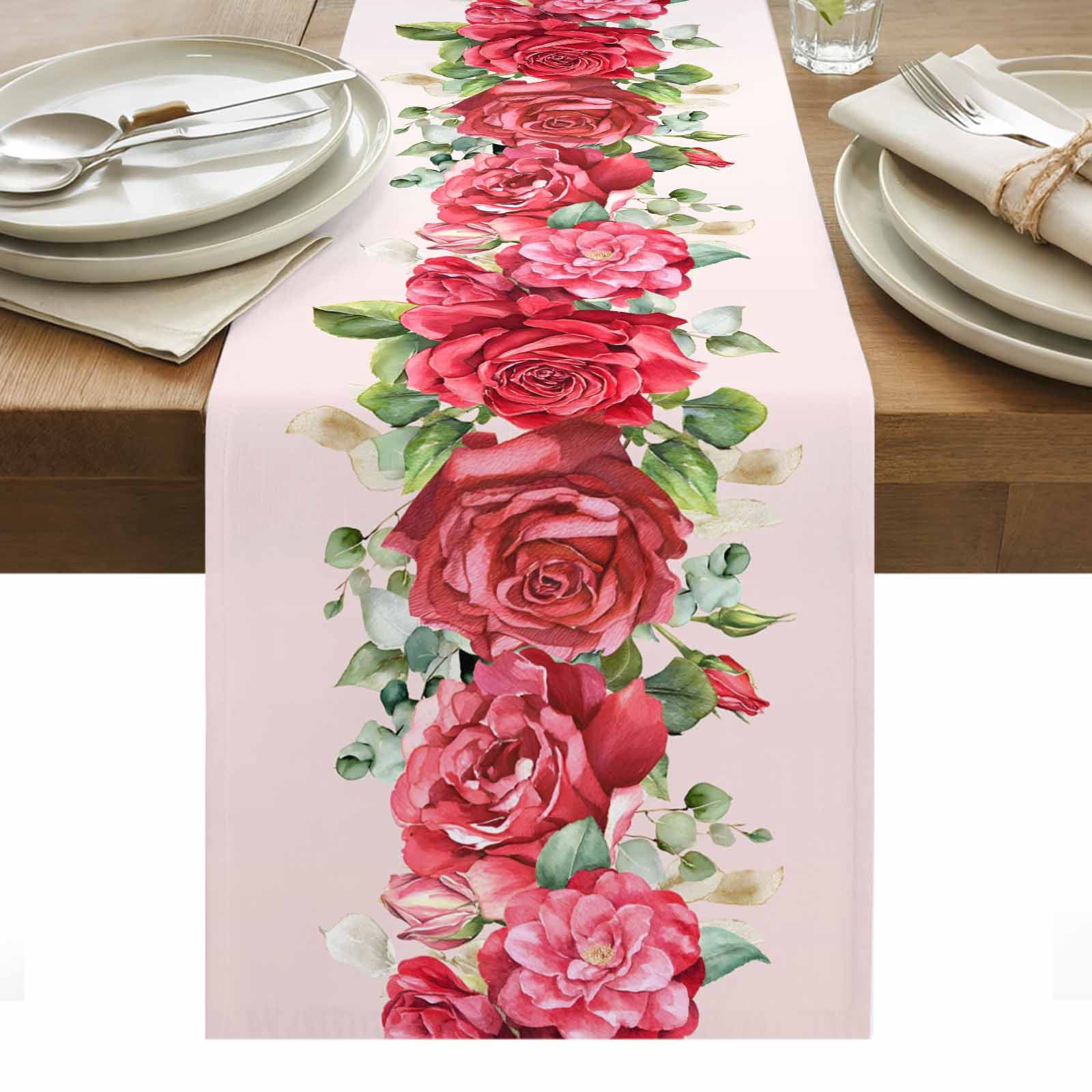 Red Roses Valentine's Day Table Runner - 36 Inch Long, Kitchen Dining ...