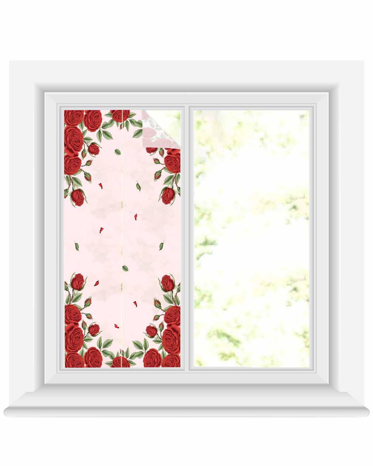 Red Roses Valentine's Day Window Privacy Film Stained Glass Window Film ...