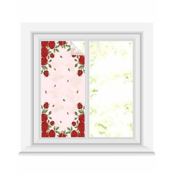 Red Roses Valentine's Day Window Privacy Film Stained Glass Window Film ...