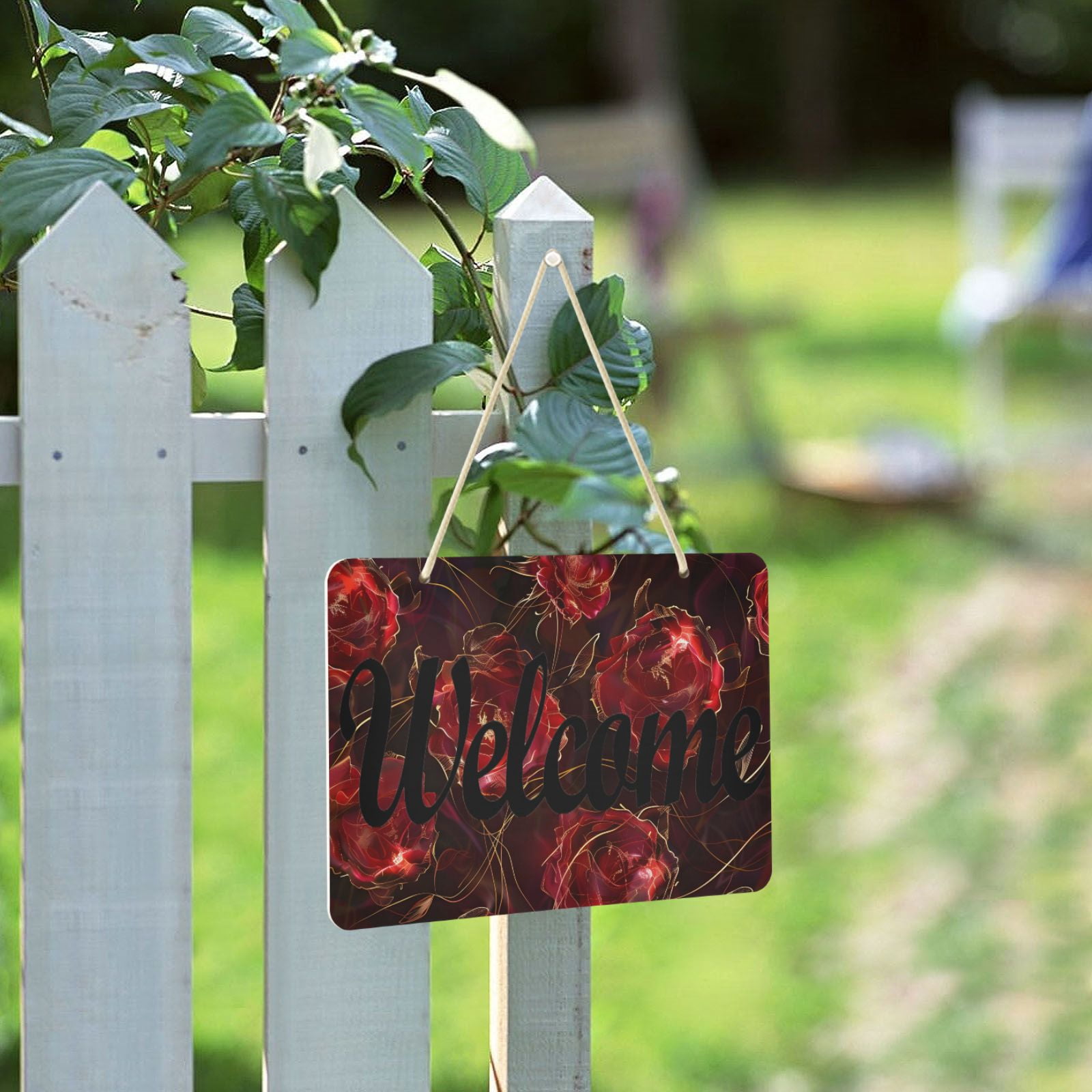 Red Roses Welcome Sign for Front Door Porch Wreath Door Sign Home ...