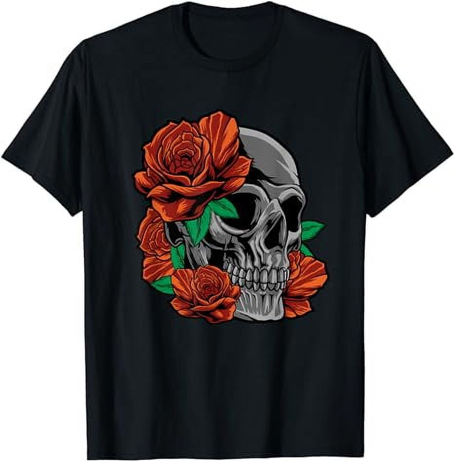 Red Roses With A Skull - Garden Gardener Flowers Rose T-Shirt - Walmart.com