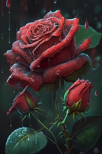 Red Roses and Raindrops 300 Piece Jigsaw Puzzle challenging and ...