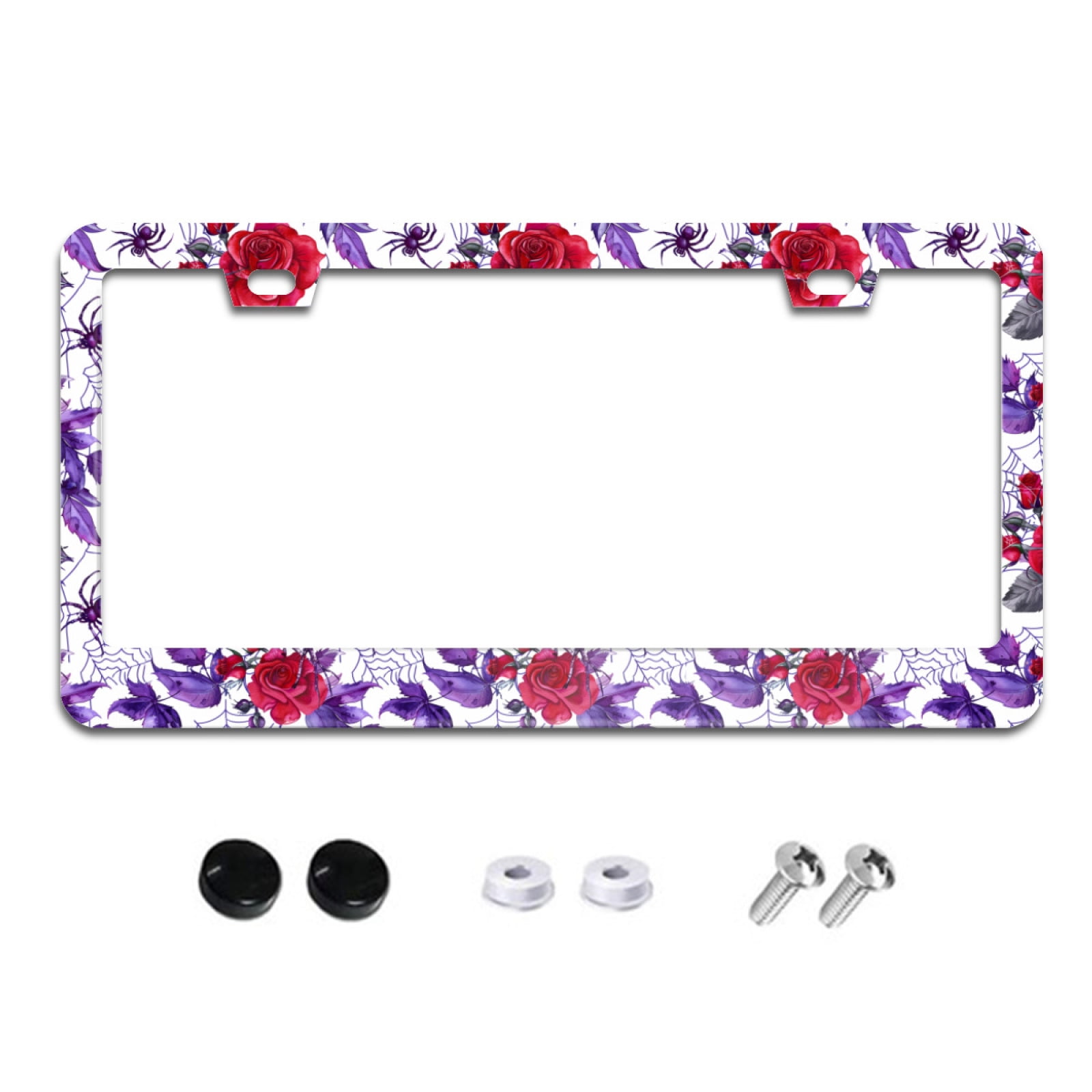 Red Roses with Spider Web License Plate Frames for Women Men Car Plate ...