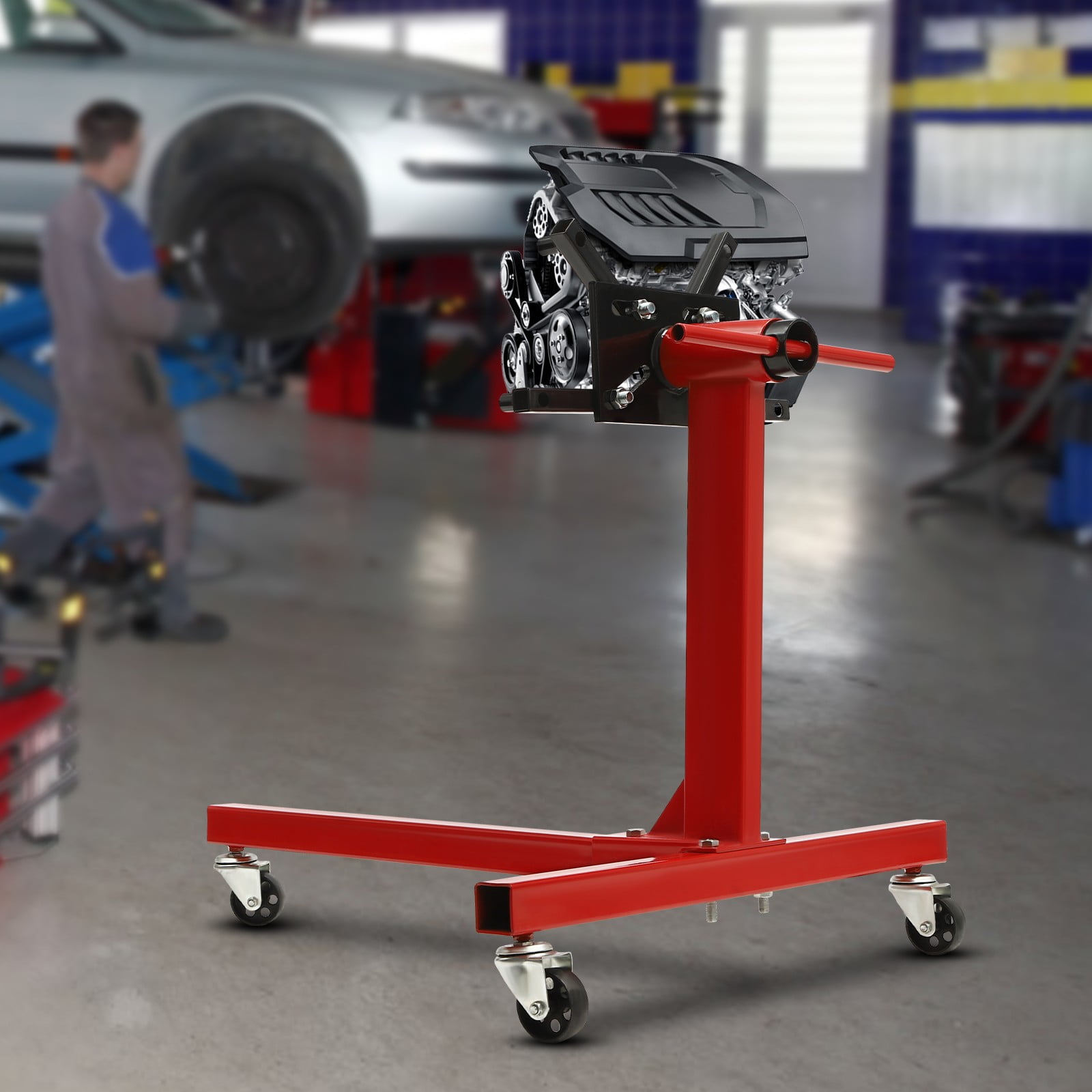 Red Rotating Engine Stand Carbon Steel Motor 360 Degree Rotating Head ...