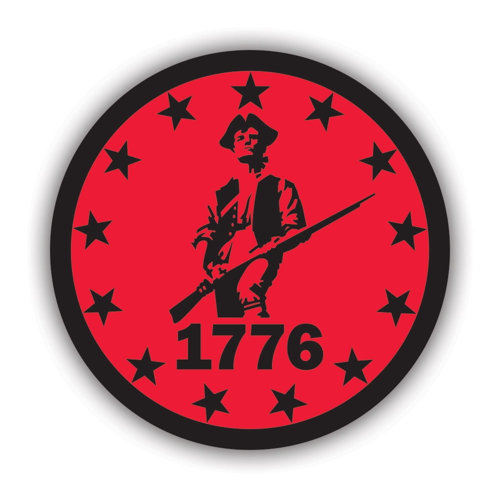 Red Round 1776 Minuteman Sticker Decal - Self Adhesive Vinyl ...
