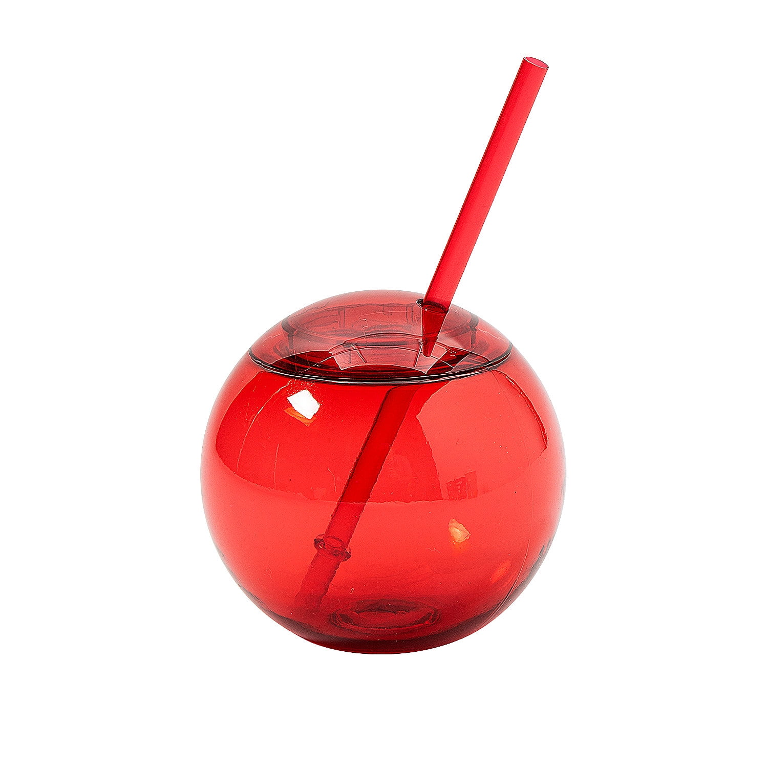 Red Round Cups with Straw - 25 Pieces - Walmart.com