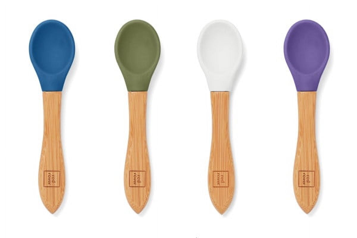 Red Rover Bamboo Silicone Spoons, Set of 4 (Blue, Green, White, Purple ...