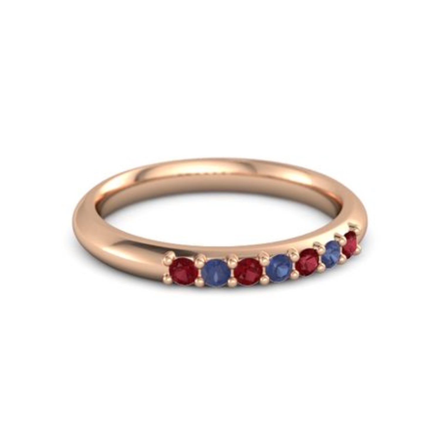 Red Ruby & Blue Sapphire Half Eternity Stacking Band Ring Silver Rose ...
