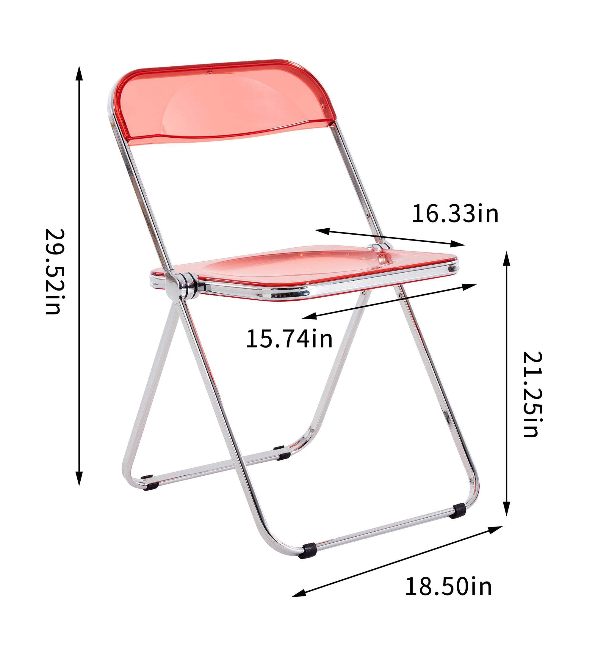 Red Ruby Clear Transparent Folding Chair Chair Pc Plastic Living Room ...