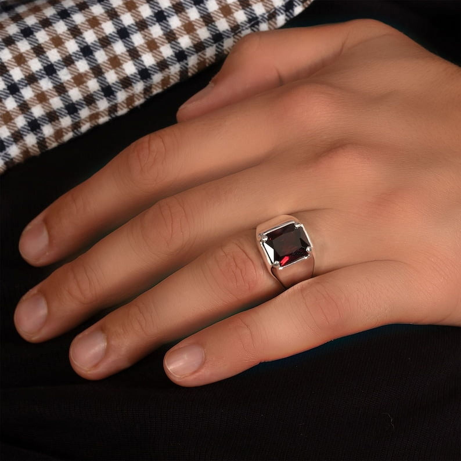 Red Ruby Silver Ring for Men | Men's Ruby Statement Ring | Father's ...