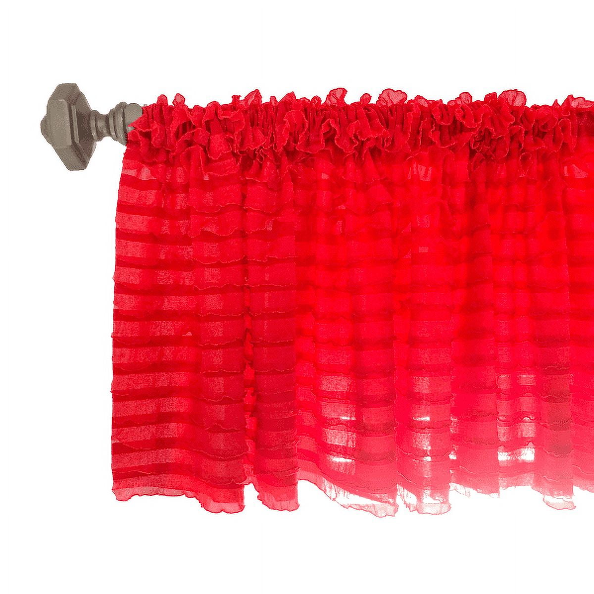 Red Ruffle Valance Window Curtain - Walmart.com