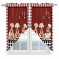 Red Rustic Chefs Swag Curtain Valance for Window 2 Panels Cooking Food ...