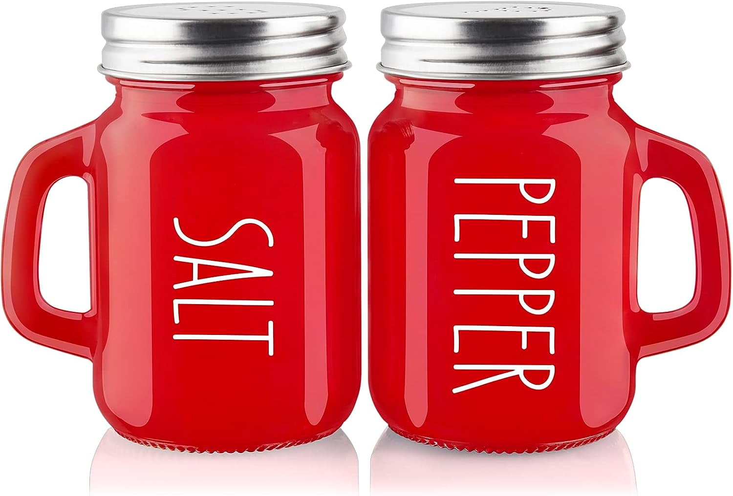 Red Salt and Pepper Shakers Set, 4 oz Cute Modern Glass Christmas Red ...
