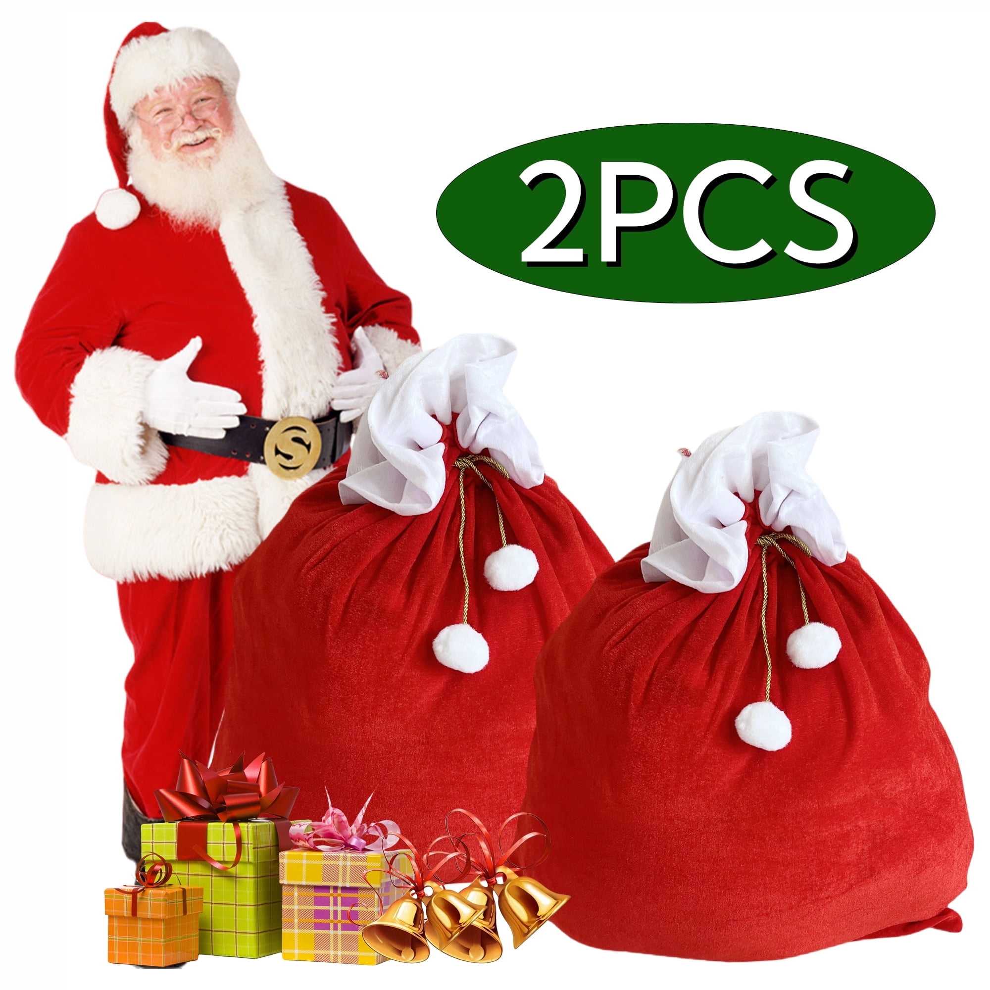 Red Santa Bags Christmas Gift Bags Jumbo Bags with Drawstring Large ...