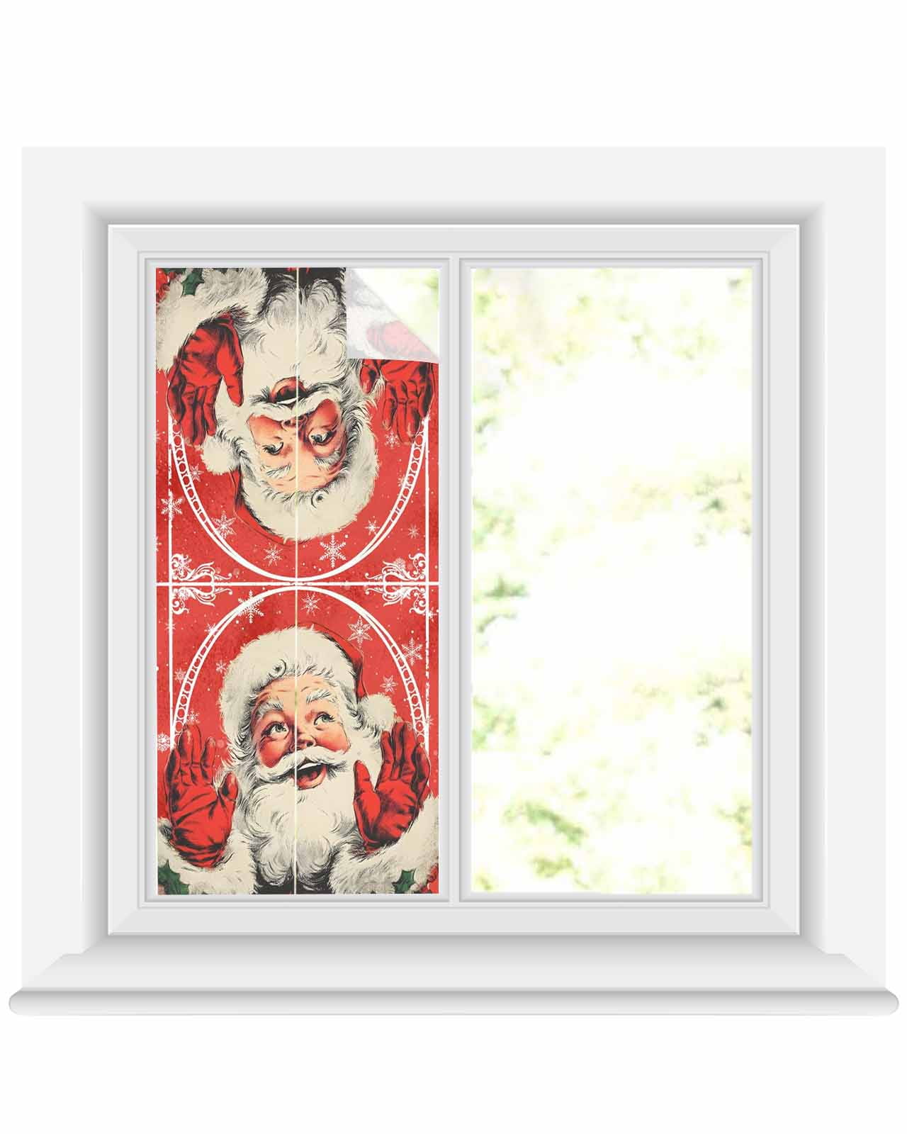 Red Santa Christmas Window Privacy Film Stained Glass Window Film ...