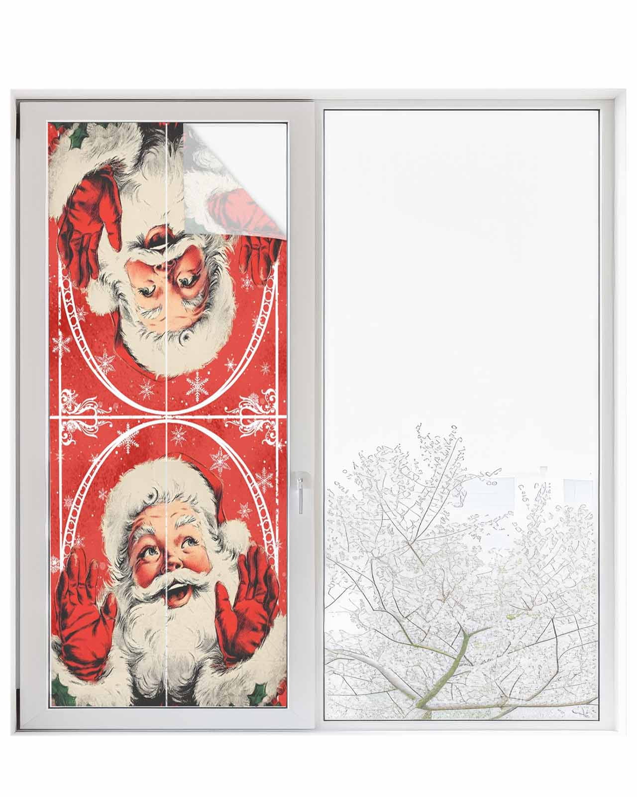 Red Santa Christmas Window Privacy Film Stained Glass Window Film ...