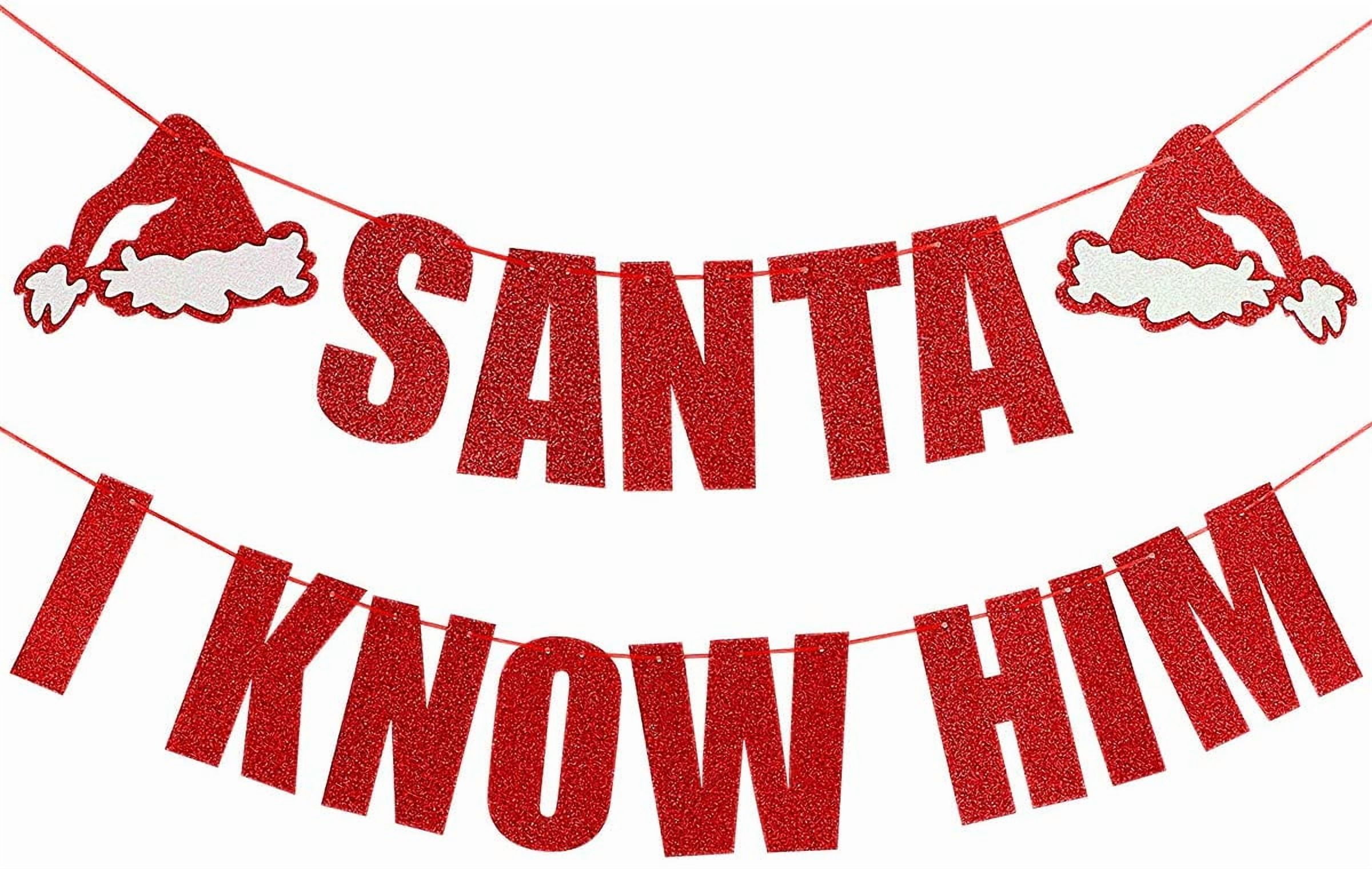 Red Santa I Know Him Banner, Buddy The Elf Christmas Banner Decorations ...
