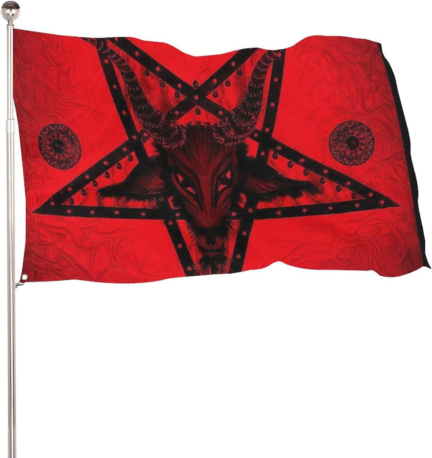 Red Satan Baphomet Satanic Pentagram Flag, Double Sided Mirror Printing ...