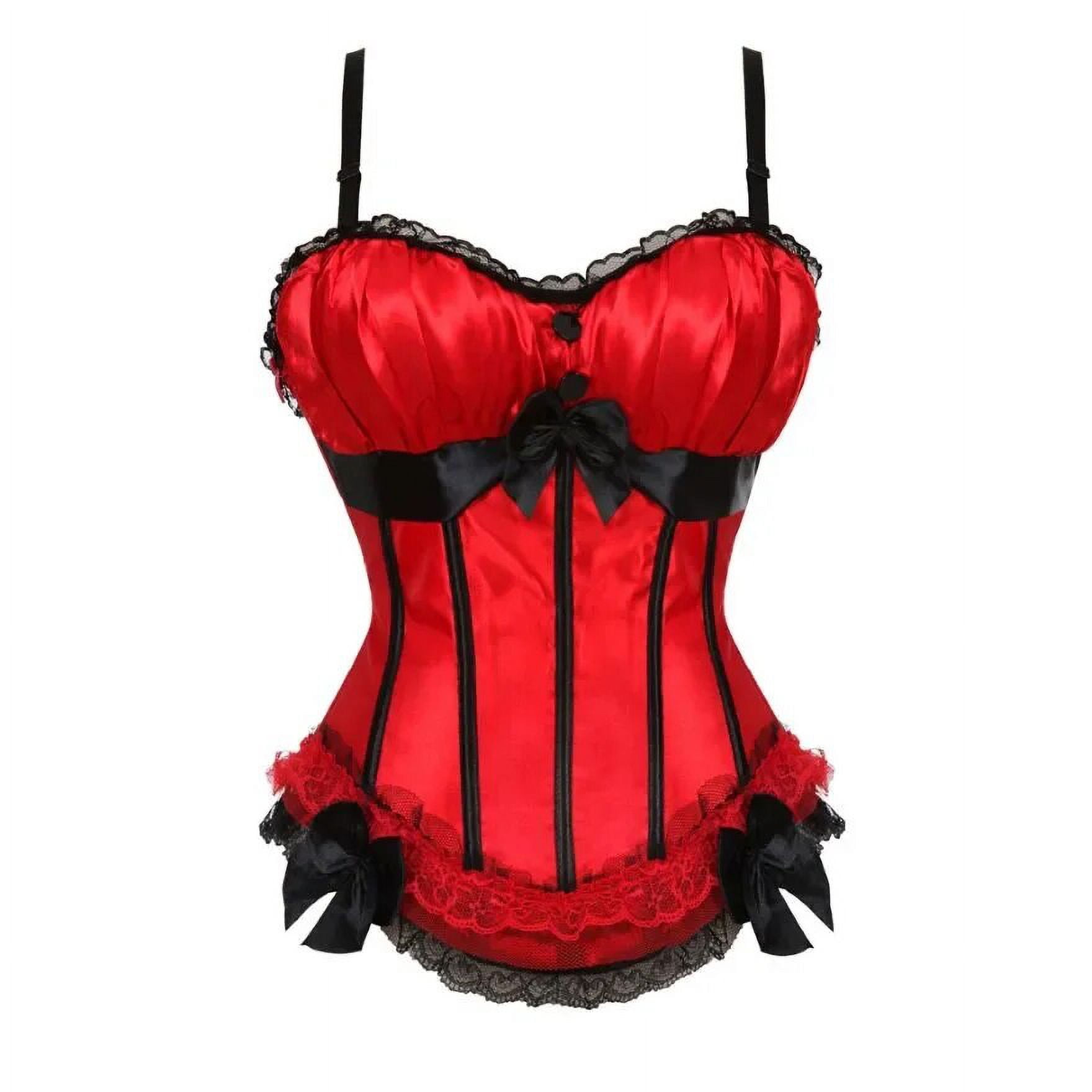 Red Satin Overbust Corset Dress with Layered Tulle Skirt Burlesque ...