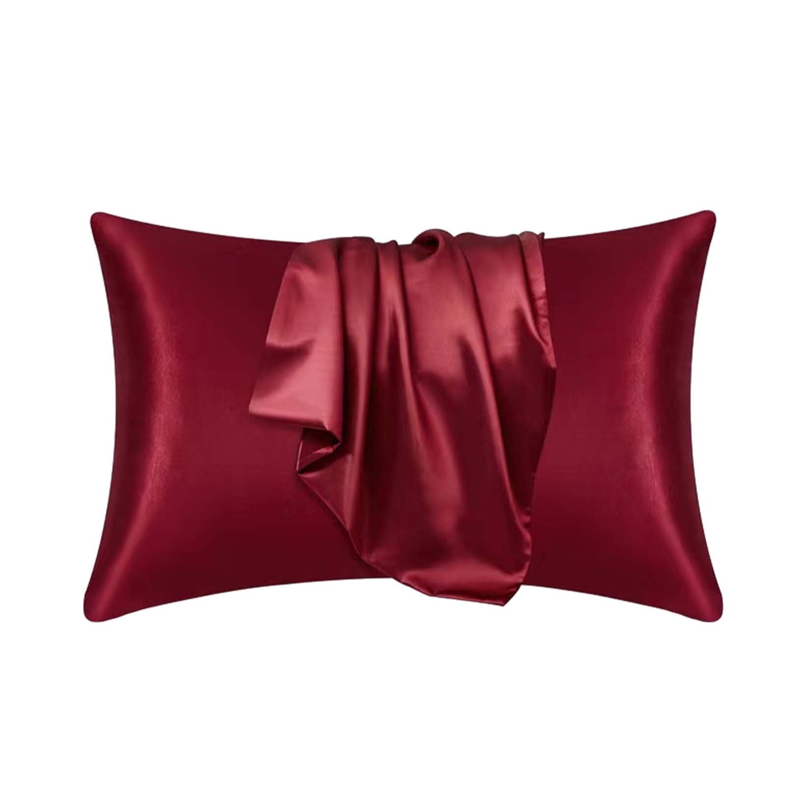 Red Satin Pillowcase For Hair And Skin Soft Smooth Cooling Pillow Cover ...