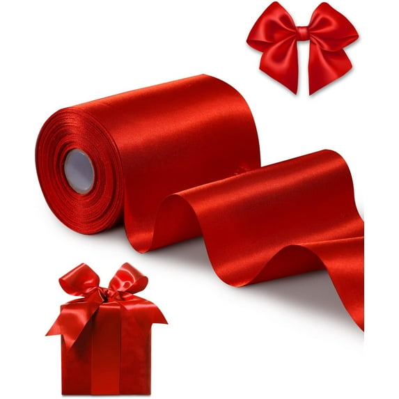 Red Satin Ribbon 4 Inch x 22 yd Wide for Grand Opening Business ...