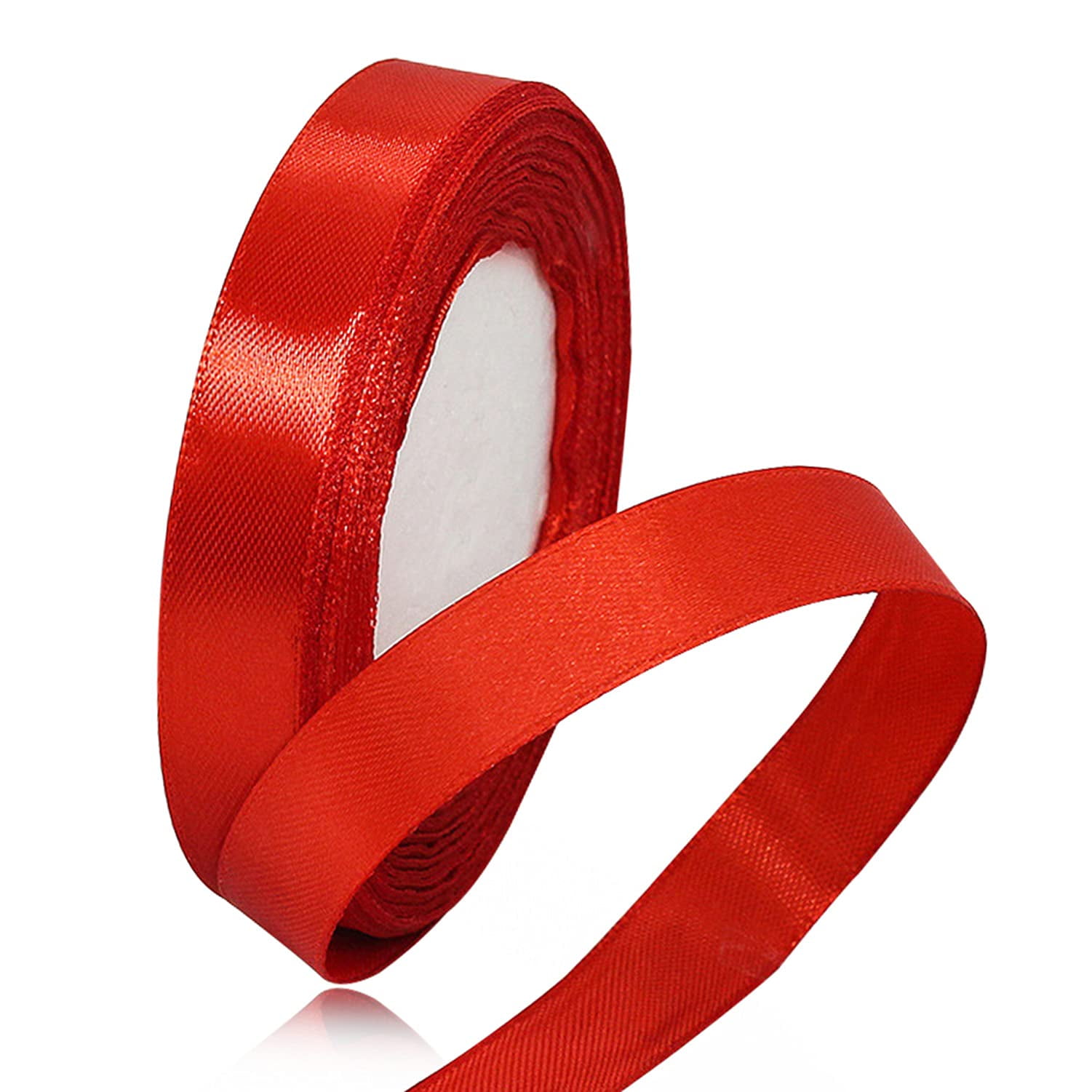 Red Satin Ribbon 5/8 Inches x 25 Yards, Solid Color Fabric Ribbon for ...