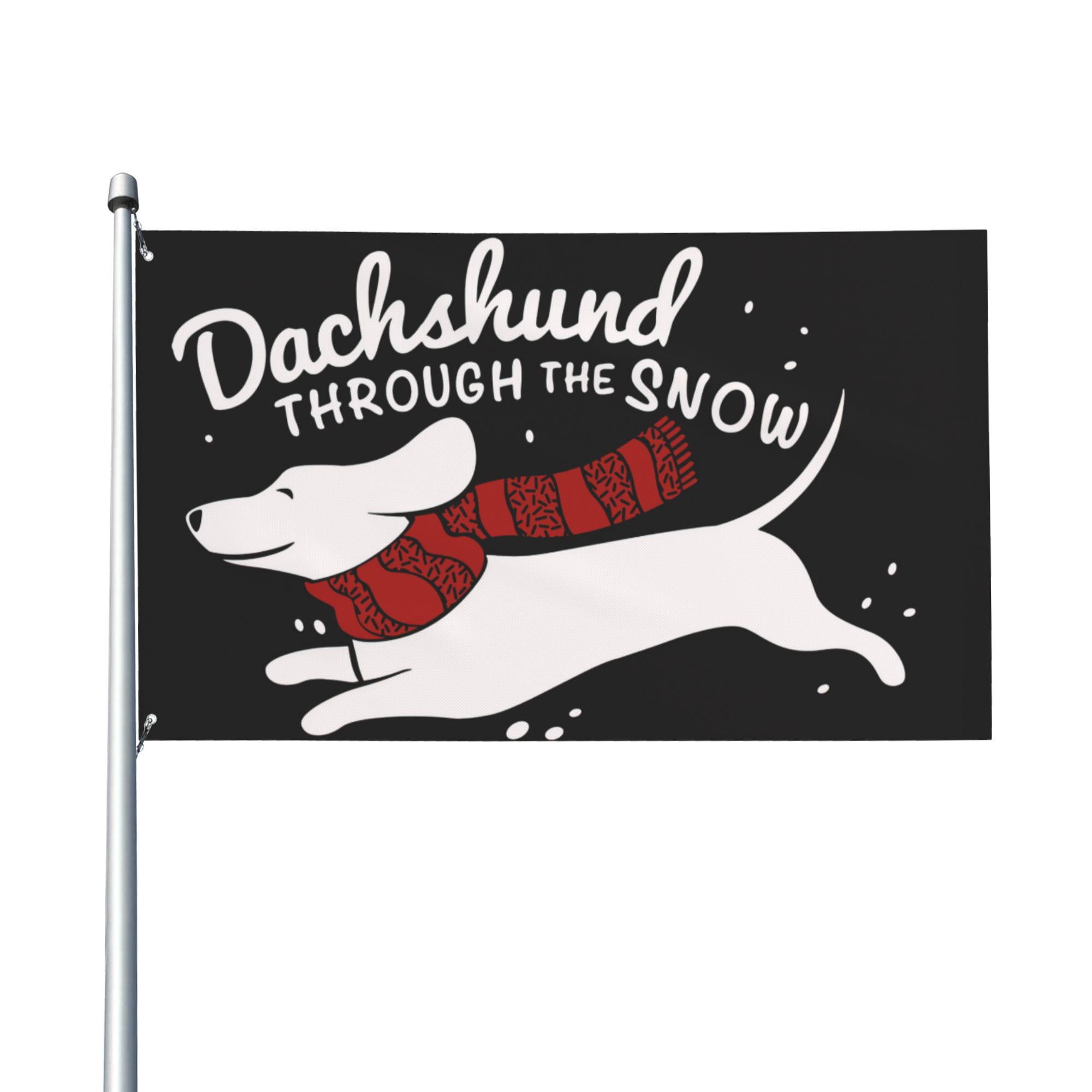 Red Scarf Daschund Through The Snow Flag Outdoor Garden Flag Breeze ...