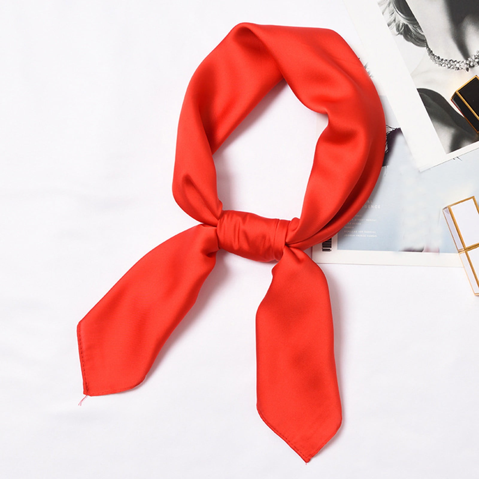 Red Scarf Small Scarf Retro Small Silk Scarf Scarf Decoration Simpled ...