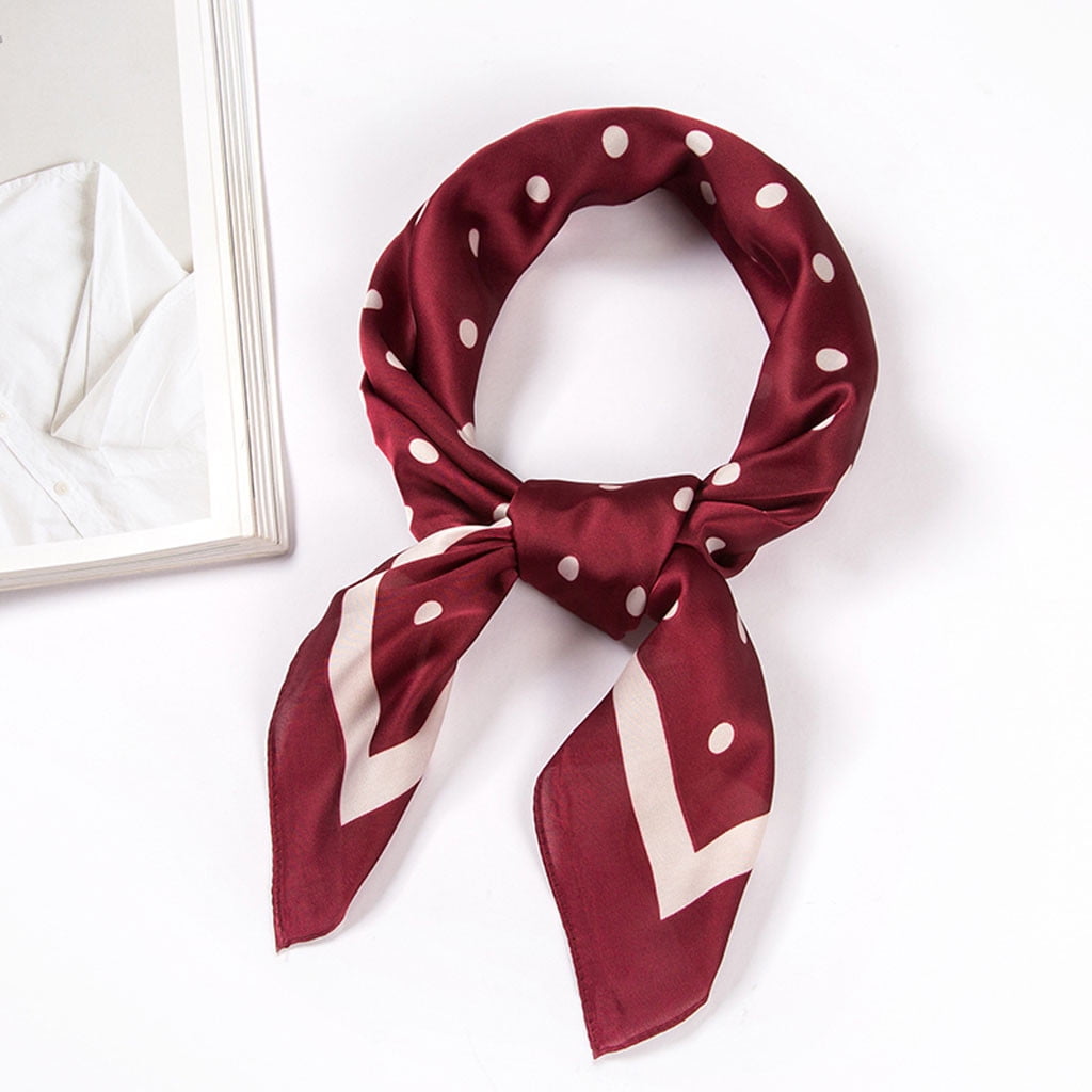 Red Scarf for Women Polka Dot Square Scarf Ribbon Scarves Kerchief Neck ...