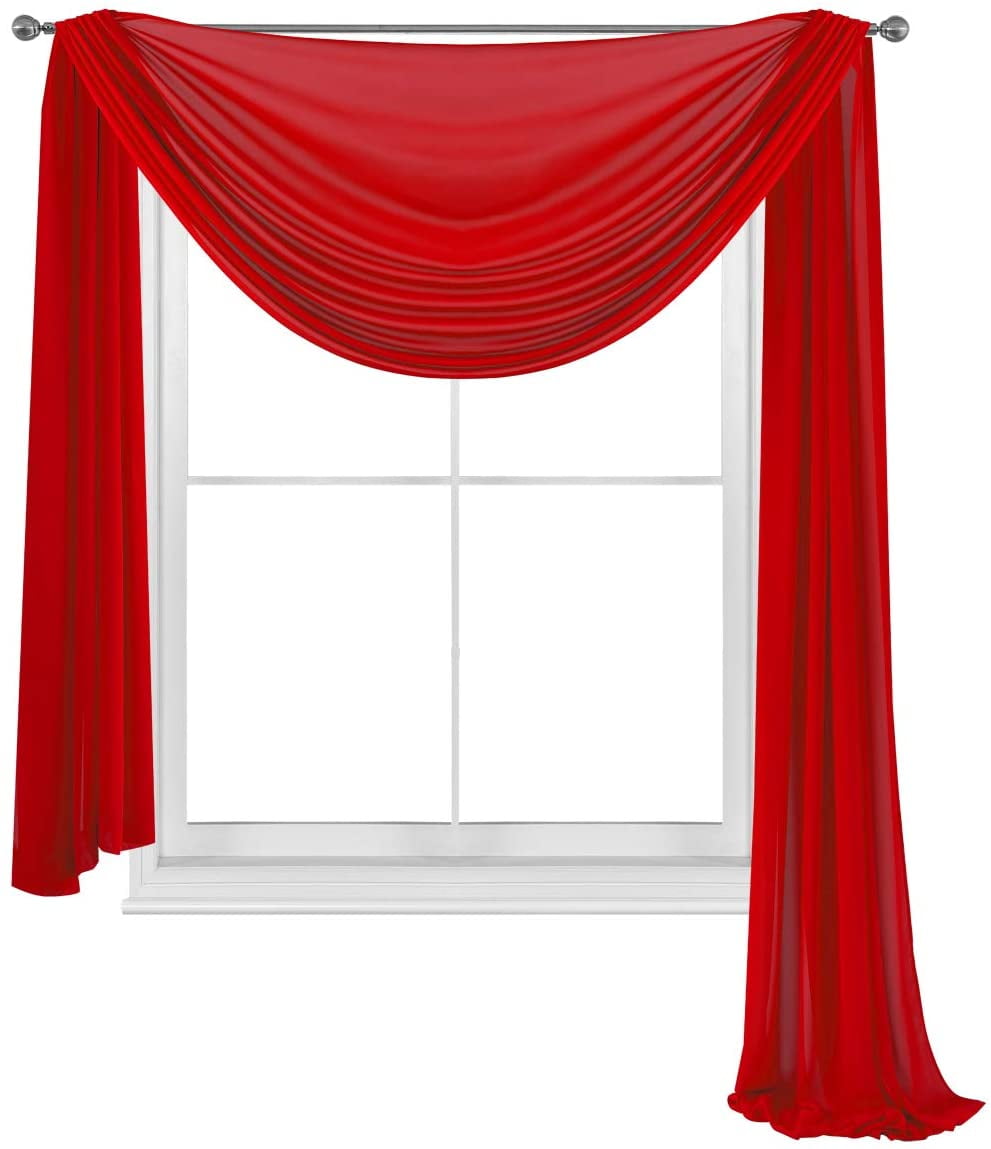 Red Scarves Elegance Sheer Voile Window Curtain Scarf Fully Stitched ...