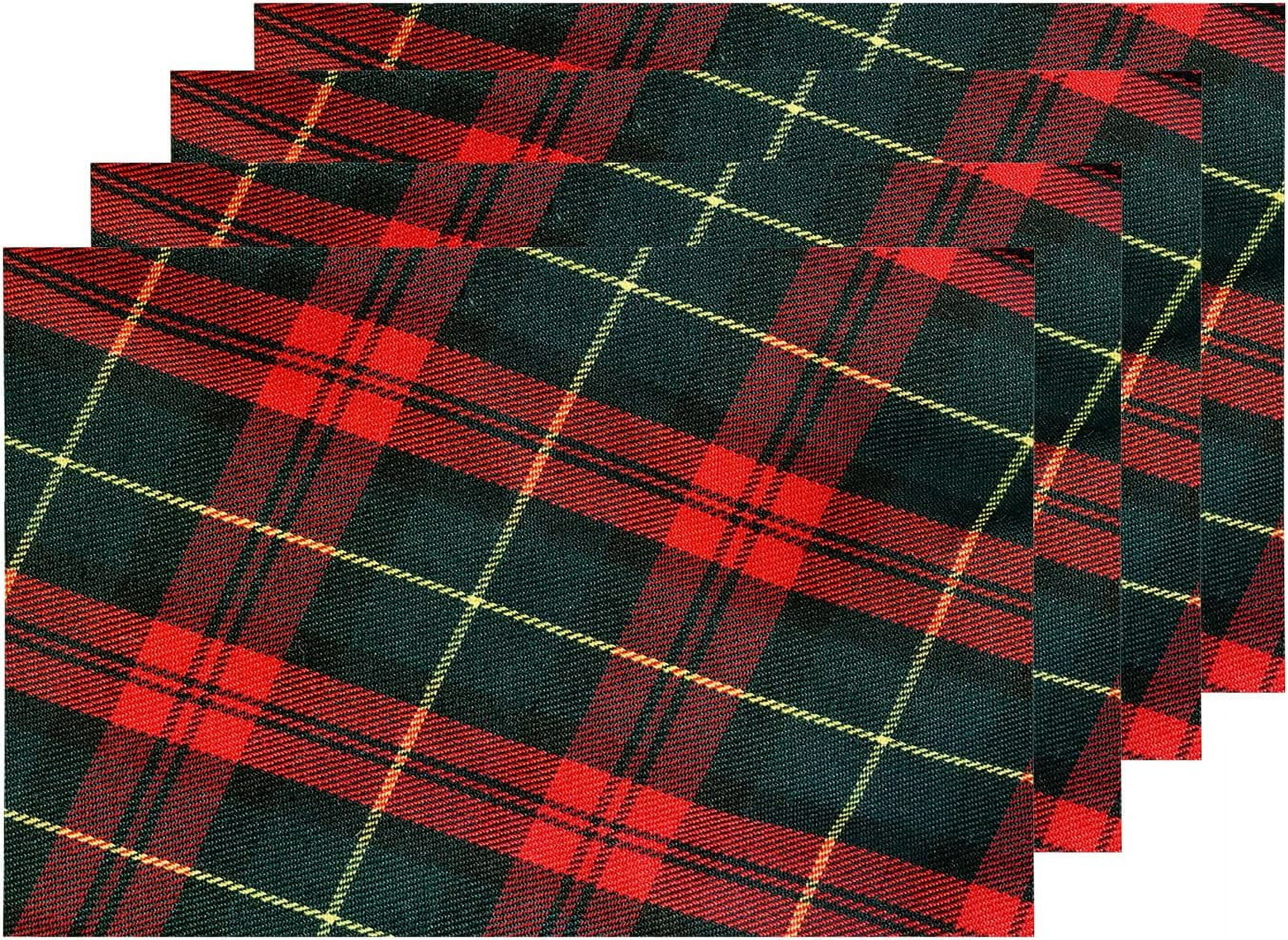 Red Scottish Plaid Placemats, Retro Green Tartan Traditional Scottish ...