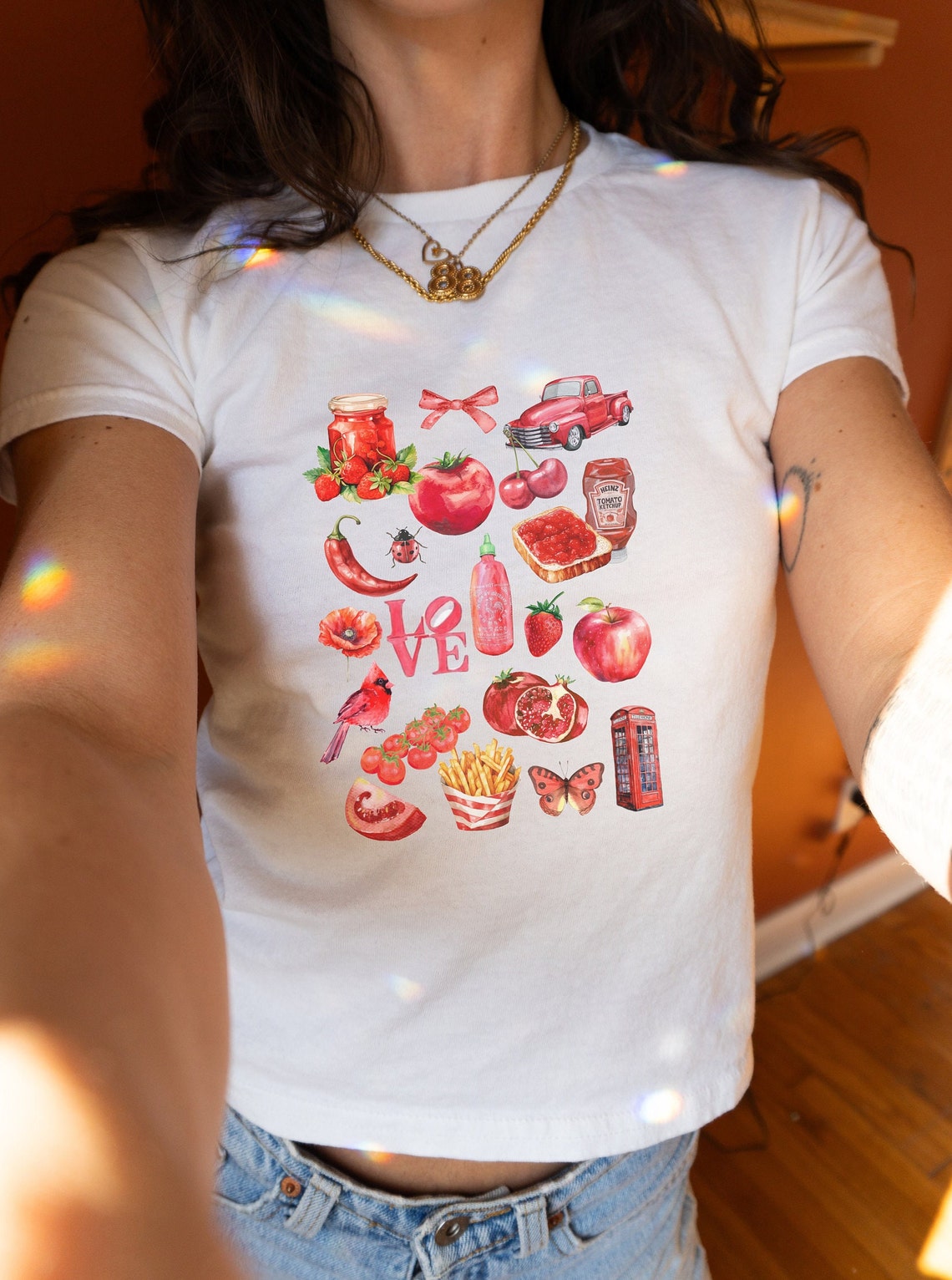 Red Scrapbook Collage Design Women's Baby Tee. Trendy scrapbook ...