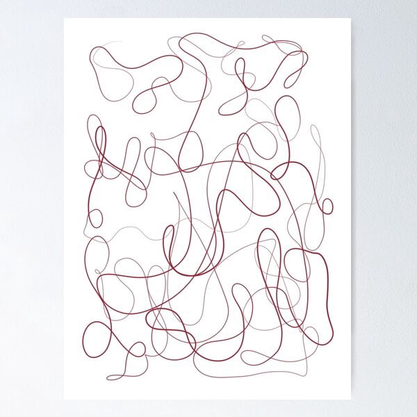 Red Scribble Doodle Abstract Art Painting Decor Minimalist Lines Line ...