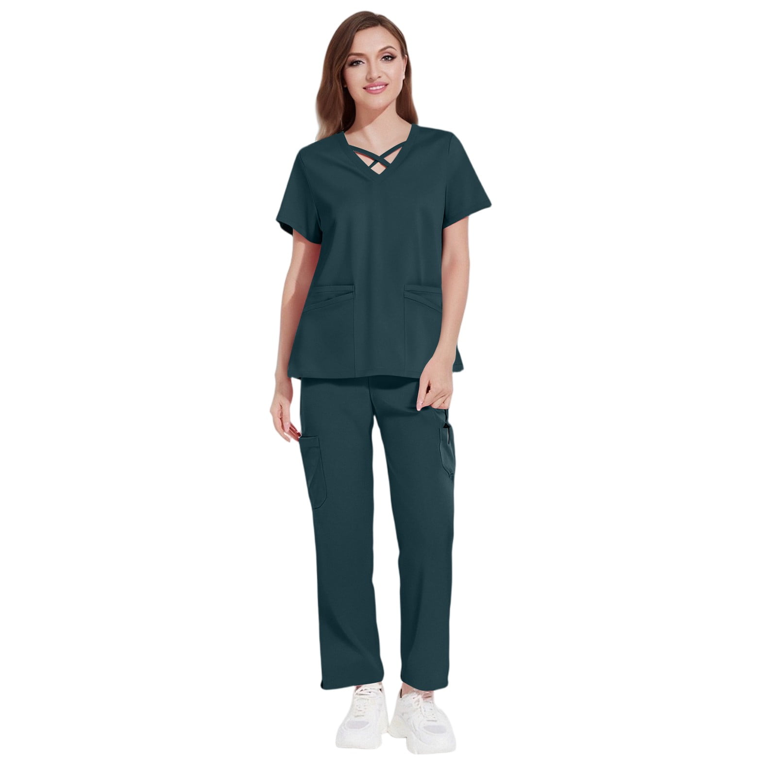 Red Scrub Sets for Women Short Sleeve Hot Summer Uniform Ladies Plus ...