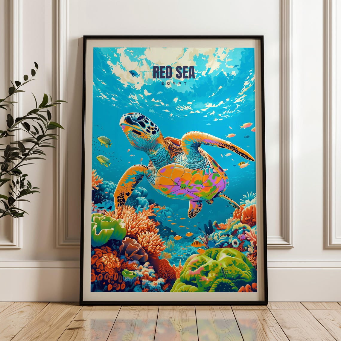 Red Sea Travel Poster - Egypt Wall Art Print, Illustration Poster ...