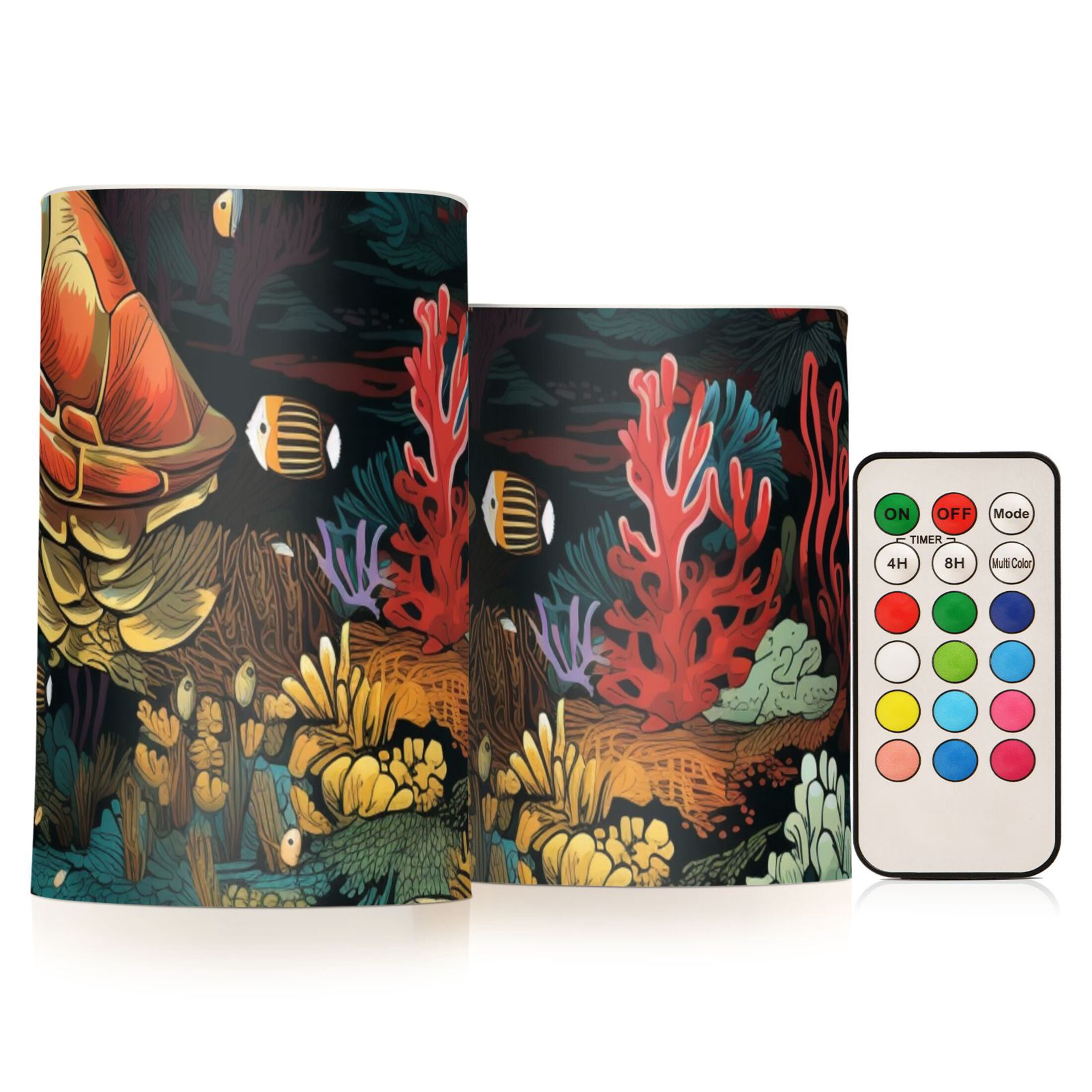 Red Sea Turtle Coral Flickering Flameless Candles Battery Operated with ...
