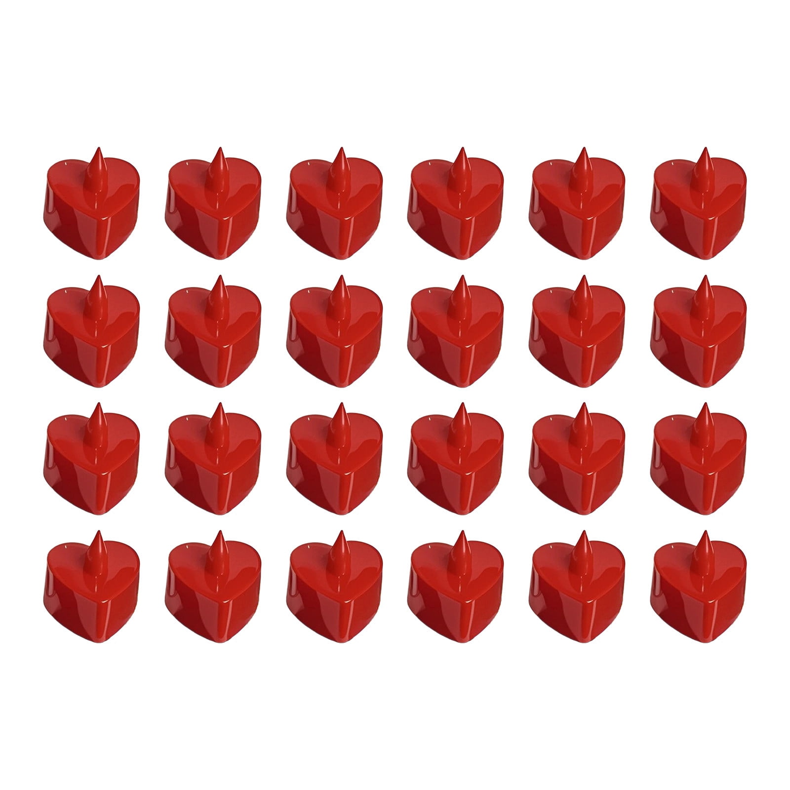 Red Set Of 24 Heart Shaped Battery Operated Led Candle Lights For Table Decor And Celebration ...