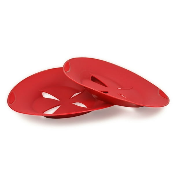 Red Set of 2 Silicone Boil Over Spill Guard for 6 by 10-Inch Openings ...