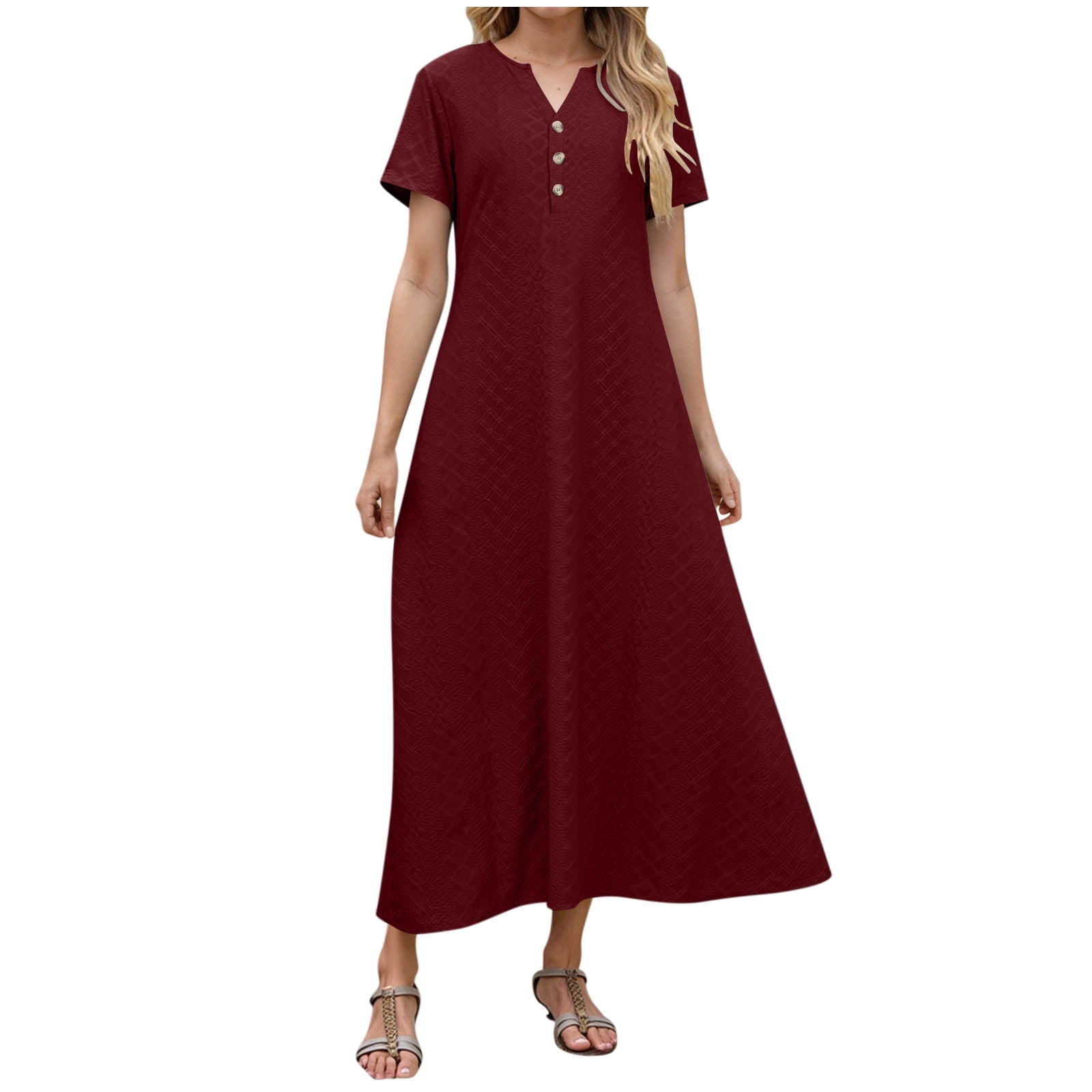 Red Sexy Keyhole Basic Casual for Ladies Fall Summer Short Sleeve Vneck ...
